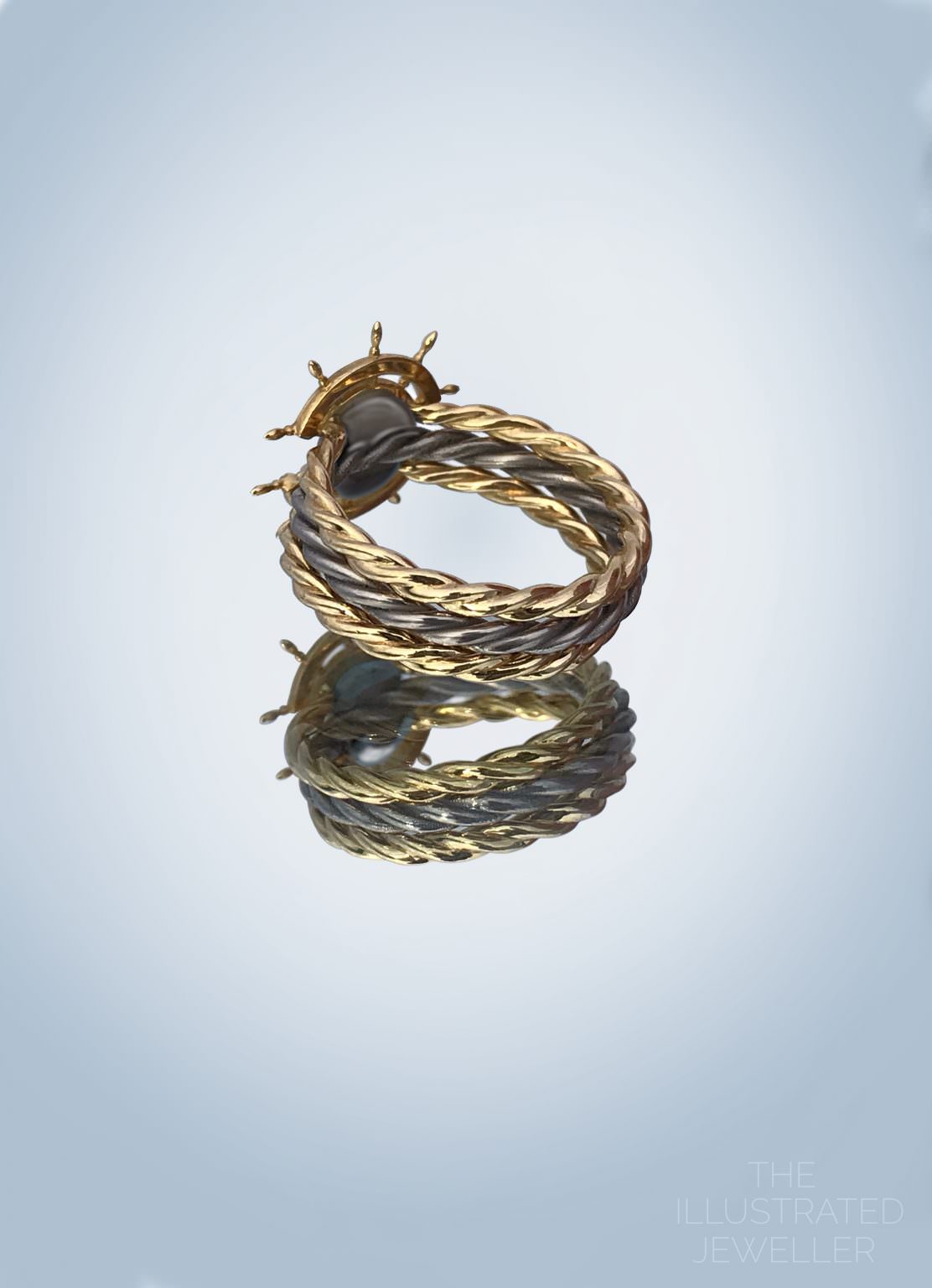 “Lost souls” ring with “Ship wreck” stack, yellow & white gold (mirror ...